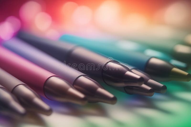 A Row of Different Colored Pens Lined Up in a Row Stock Illustration ...