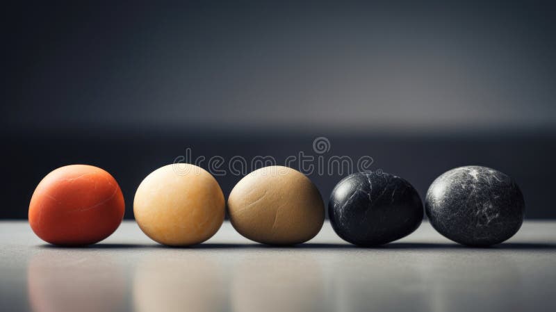 A Row of Different Colored Rocks Lined Up on a Table, AI Stock ...