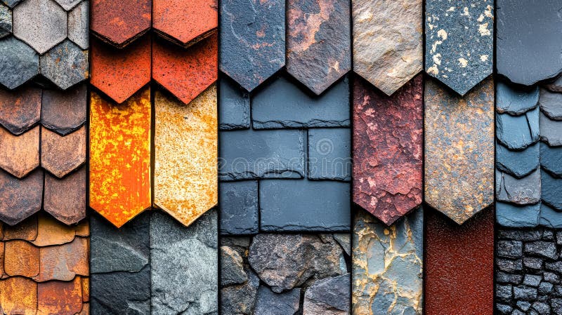 Row of Different Colored Tiles with a Variety of Textures and Patterns ...