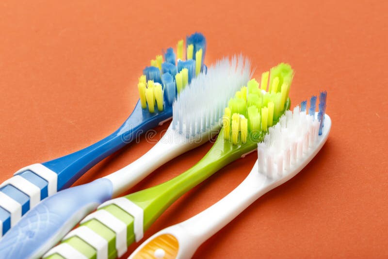 A Row of Different Toothbrushes Stock Photo - Image of equipment ...