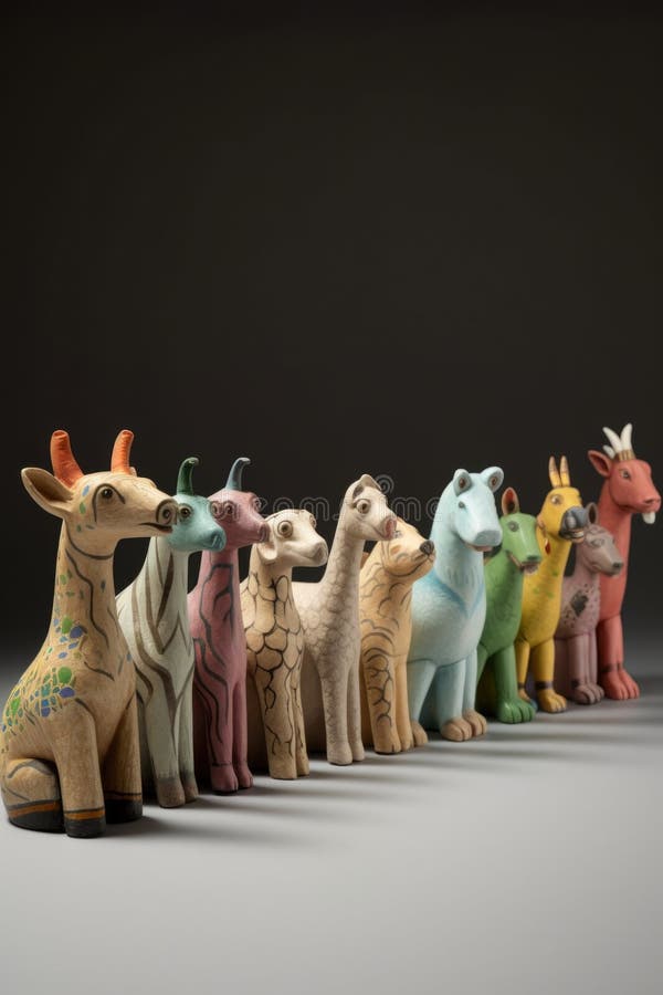 Row of Diverse Animal Figurines Symbolizing Unity Stock Illustration ...