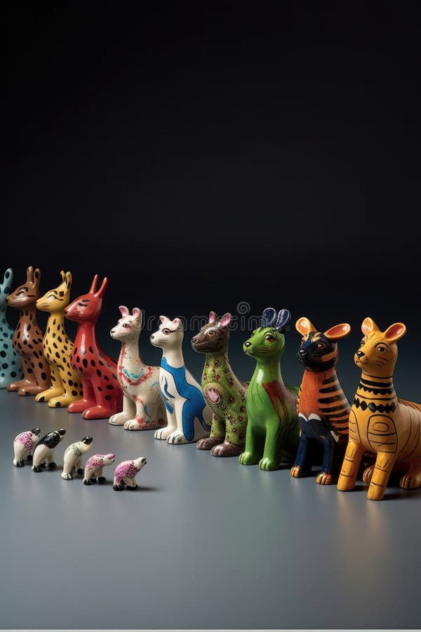 Row of Diverse Animal Figurines Symbolizing Unity Stock Illustration ...
