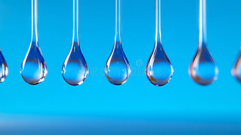 A Row of Droplets of Water Hanging from a String Stock Photo - Image of ...