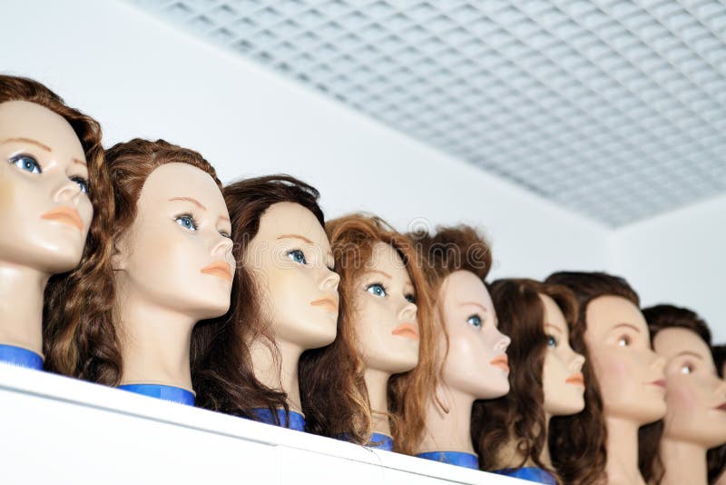 A Row of Dummies for the Hairdresser Stock Image - Image of barber ...