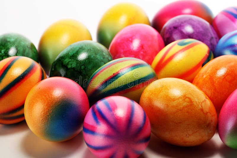 Row of Easter Eggs on Table. Easter Decoration Stock Photo - Image of ...