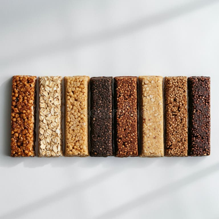 A Row of Eight Rectangular Cereal Bars Arranged Side by Side ...