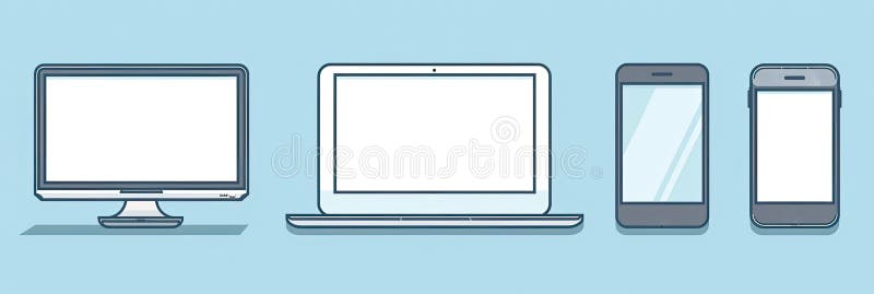 A Row of Electronic Devices Including a Laptop, a Cell Phone, and a ...