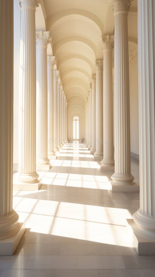 A Row of Elegant White Pillars in a Majestic Architectural Structure ...