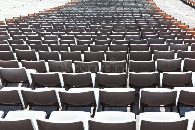 Row of Empty Chairs in a Stadium Stock Photo - Image of perspective ...