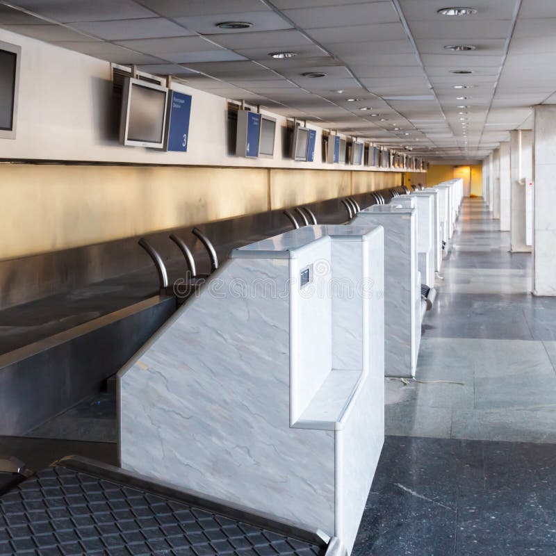 Row empty check-in desks stock image. Image of desks - 50259491