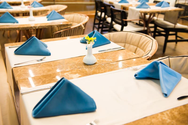 Row of Empty Dinner Tables in Restaurant Stock Image - Image of elegant ...