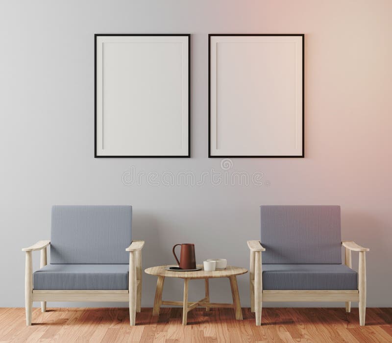 A Row of Empty Frames in the Corner of a Room Stock Illustration ...
