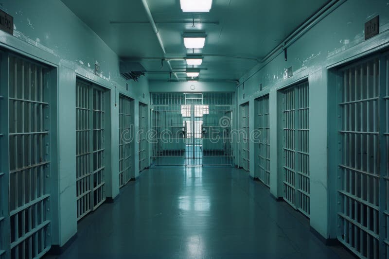A Row of Empty Prison Cells Stock Image - Image of historic, white ...