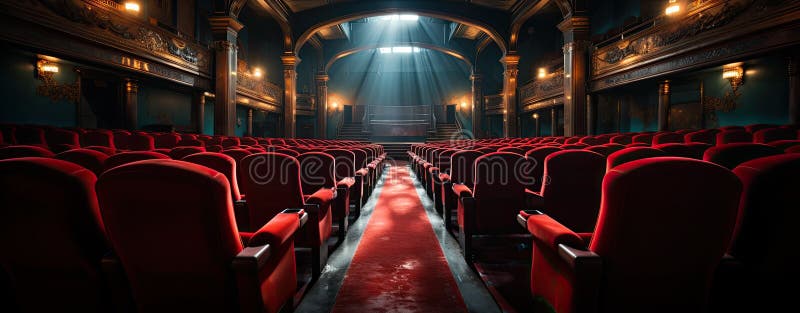 Row of Empty Red Seats, Movie Theatre Stock Photo - Image of movie ...