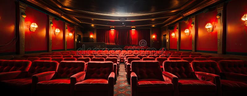 Row of Empty Red Seats, Movie Theatre Stock Photo - Image of theatre ...