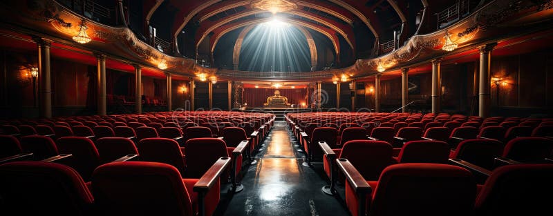 Row of Empty Red Seats, Movie Theatre Stock Image - Image of film ...