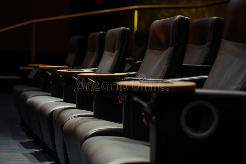 Row of Empty Vip Theater Seats with Personal Swivel Tables Stock Image ...