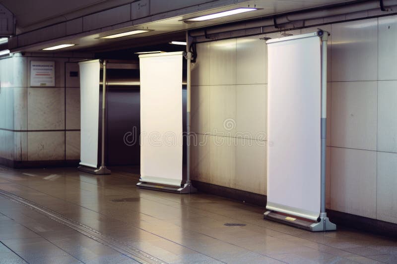 Row Empty White Signs Subway Station Stock Photos - Free & Royalty-Free ...