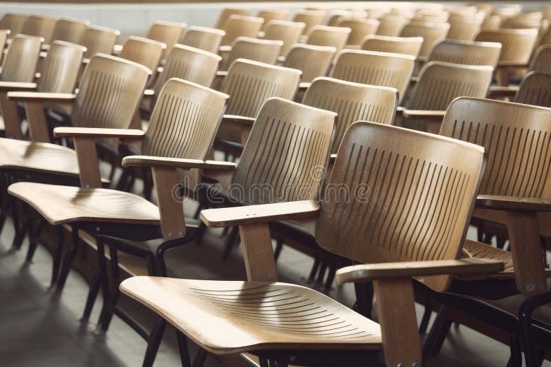 A Row of Empty Wooden Lecture Chairs, Ready To Be Filled by Curious ...