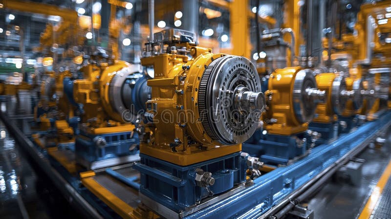 Row of Engines in Modern Industrial Setting Stock Illustration ...