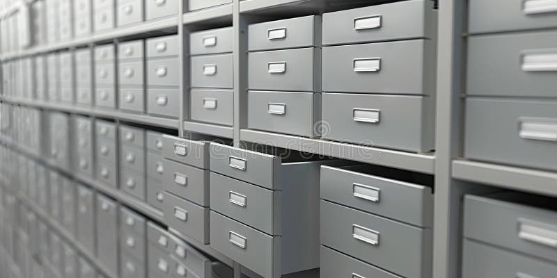 A Row of File Cabinets with Many Drawers Stock Image - Image of office ...