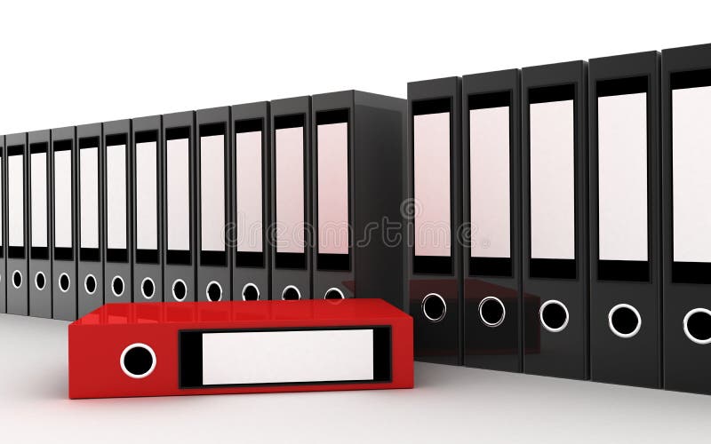 Row files and red file stock illustration. Illustration of dedicated ...
