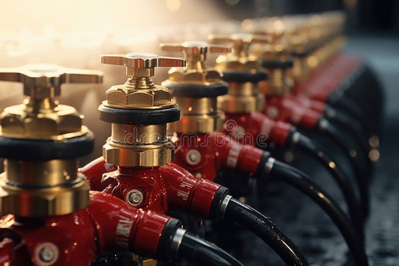 A Row of Fire Hydrants on a City Sidewalk, Suitable for Urban and ...