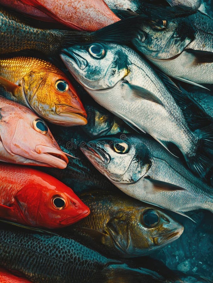 Row Fish Different Colors Sizes Stock Photos - Free & Royalty-Free ...