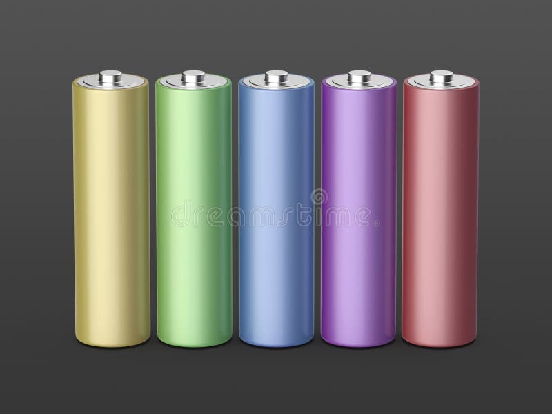 Row with Five AA Size Batteries Stock Illustration - Illustration of ...
