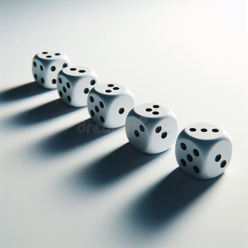 A Row of Five Dice Sit Next To Each Other, All Showing the Same Number ...