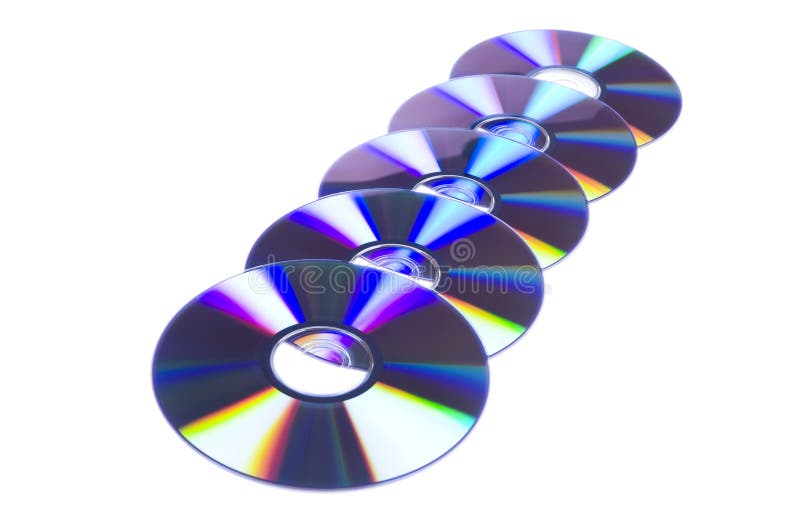 Row of Five DVD Disks stock photo. Image of optical, disc - 26093928