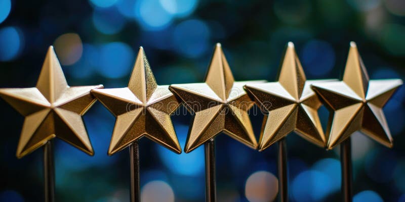 A Row of Five Golden Stars Stacked on Top of Each Other, Shiny and ...