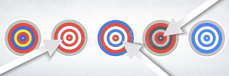 Row of Five Targets with Arrows Stock Illustration - Illustration of ...