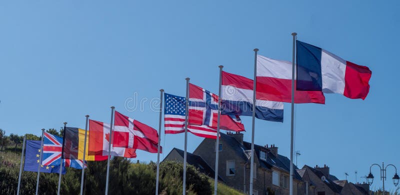 Row Flags Different Countries Flying Sky Stock Photos - Free & Royalty ...