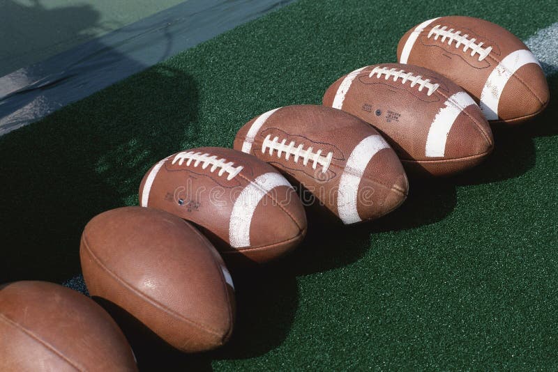 Row of footballs editorial stock photo. Image of pastimes - 23161283