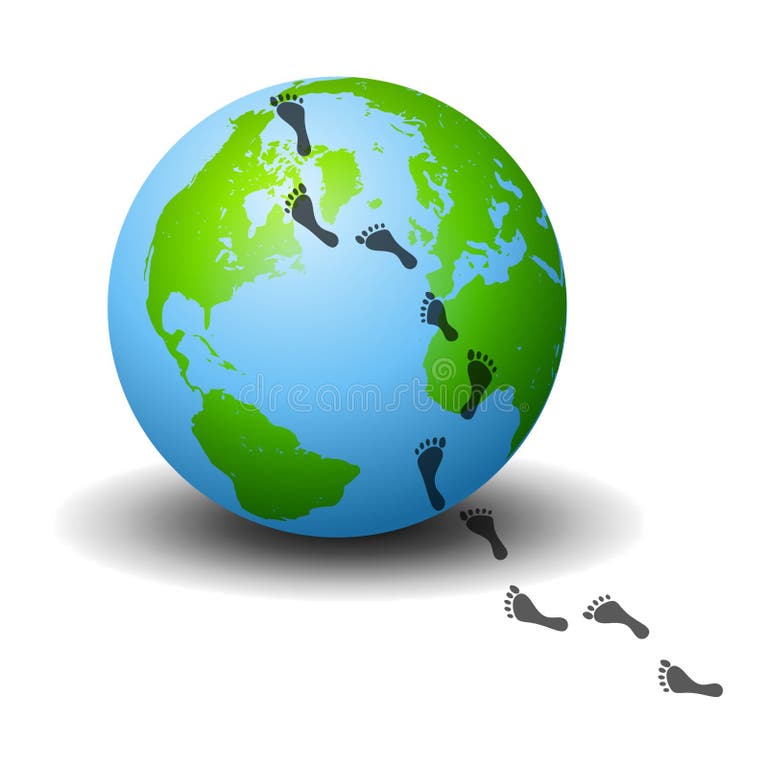 Row of Footprints on Earth stock illustration. Illustration of ...