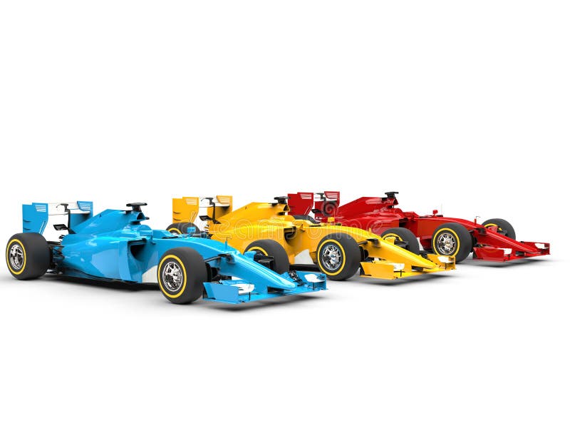 Formula One Cars - Primary Colors - Top View Stock Photo - Image of ...