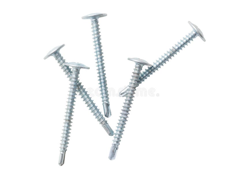 A Row of Four Screws with a Pointed Top Stock Image - Image of repair ...