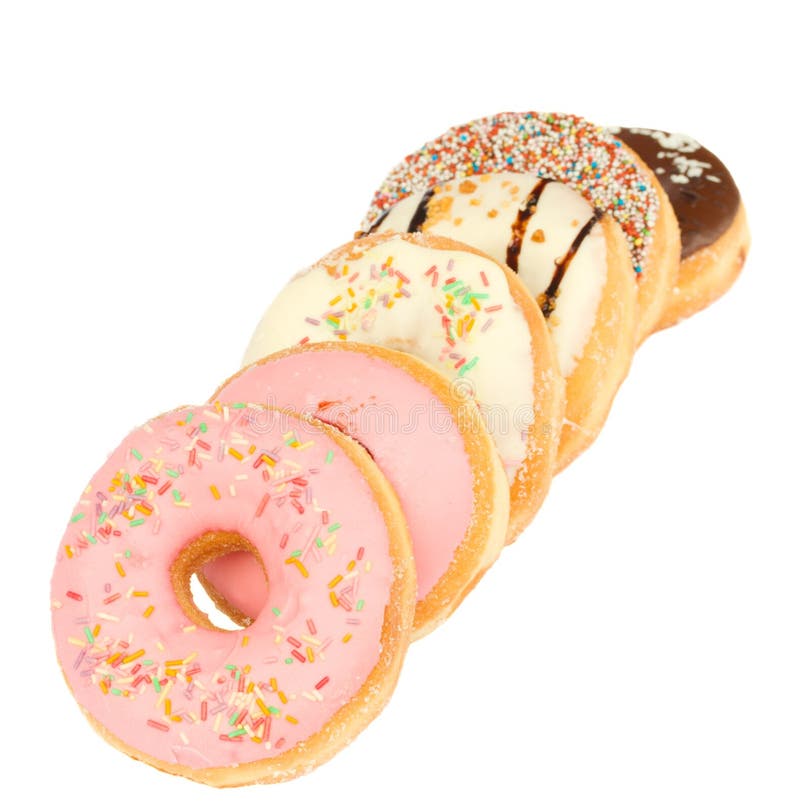 Row of fresh donuts stock image. Image of fattening, iced - 32807465