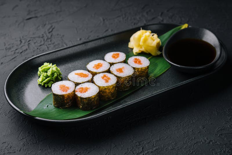Row of Fresh Maki Sushi Rolls Stock Photo - Image of cuisine, cream ...