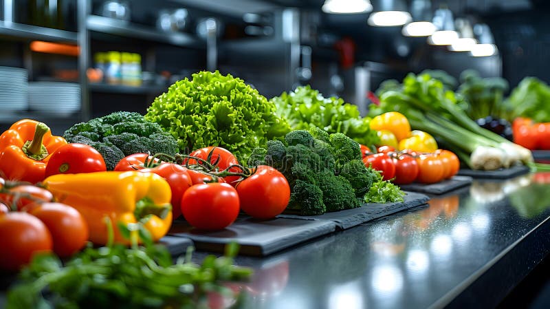 Row of Fresh Vegetables on Counter. Generative AI Stock Illustration ...