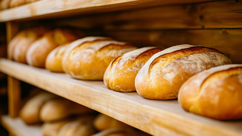 Breads on the Shelf in a Bakery Stock Photo - Image of produce, baking ...