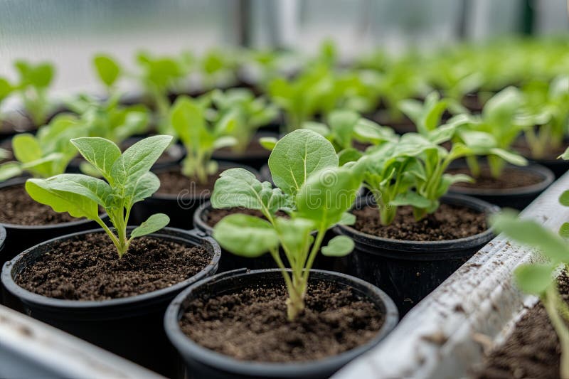 A Row of Freshly Planted Seedlings in Rich Soil, Captured in Soft Stock ...