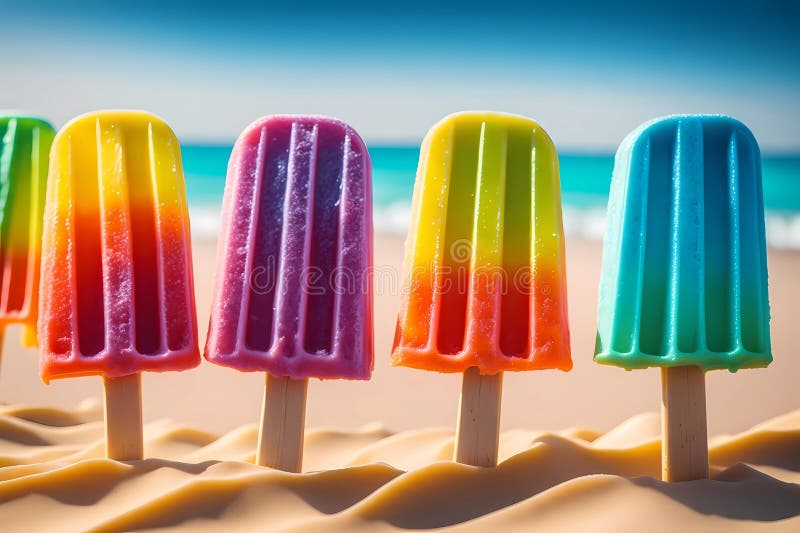 Row of Frozen Popsicles on the Sand Stock Illustration - Illustration ...