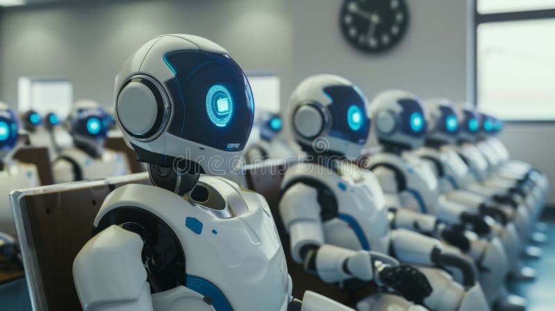 The Row of Futuristic Robots. AI Generated Stock Image - Image of ...