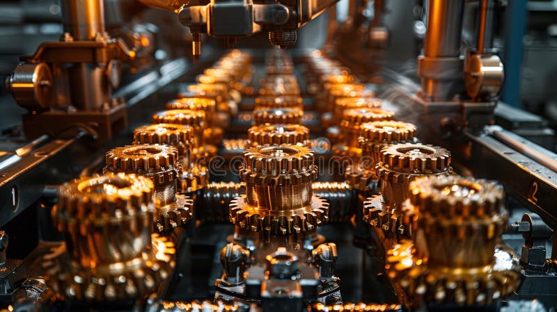 A Row of Gears are Being Made in a Factory Stock Image - Image of ...