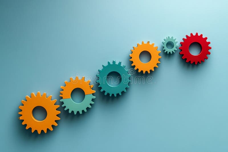 Row of Gears with Different Colors and Sizes Stock Illustration ...