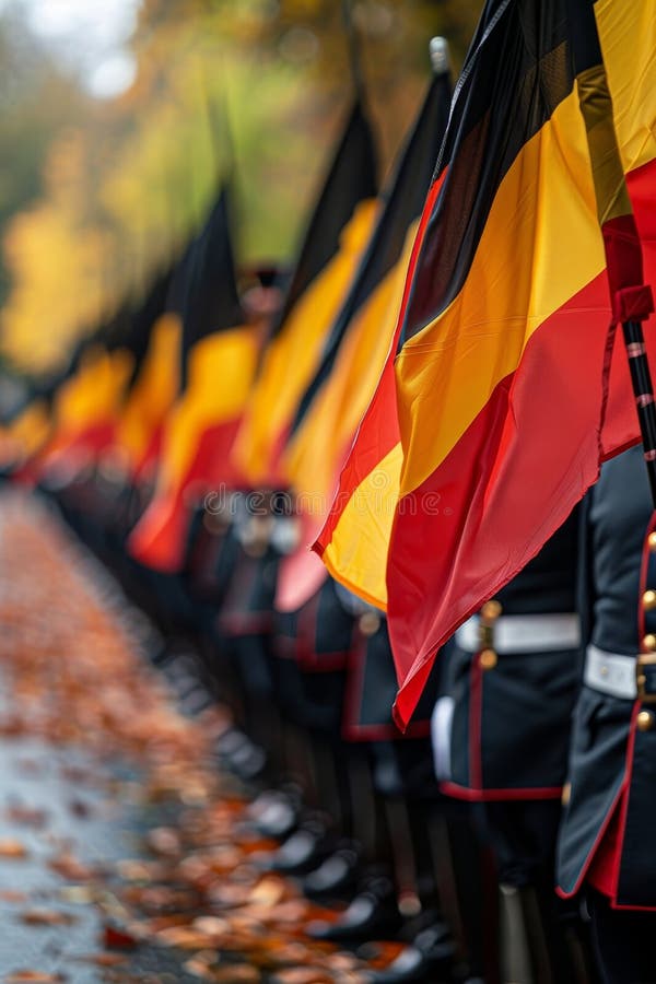Row of German Flags Displayed in a Patriotic Showcase Symbolizing ...