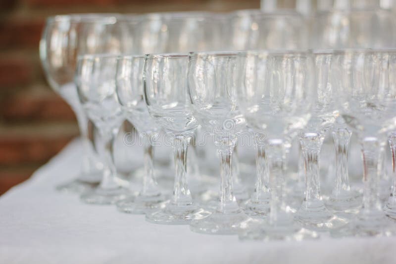 Row of Glass on Catering Event on Table. Stock Photo - Image of ...
