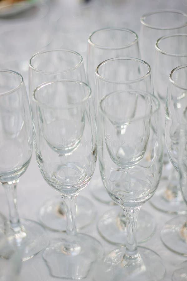 Row of Glass on Catering Event on Table. Stock Photo - Image of white ...